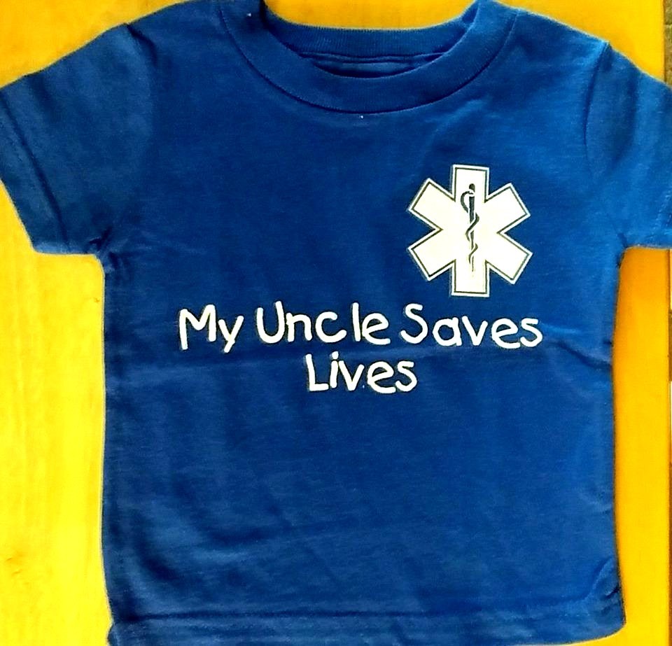MY UNCLE SAVES LIVES with Star of Life kids T-Shirt - EMS UNCLE Child's ...