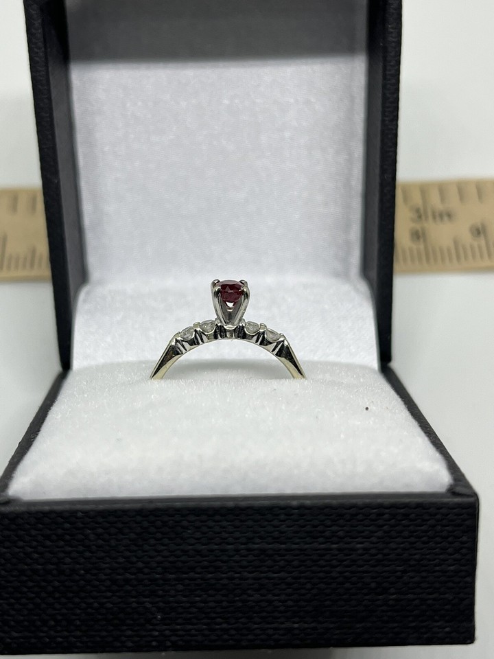 Shane Co. 14k White Gold Ruby & Diamond Engagement Ring Size 6.25 | eBay
