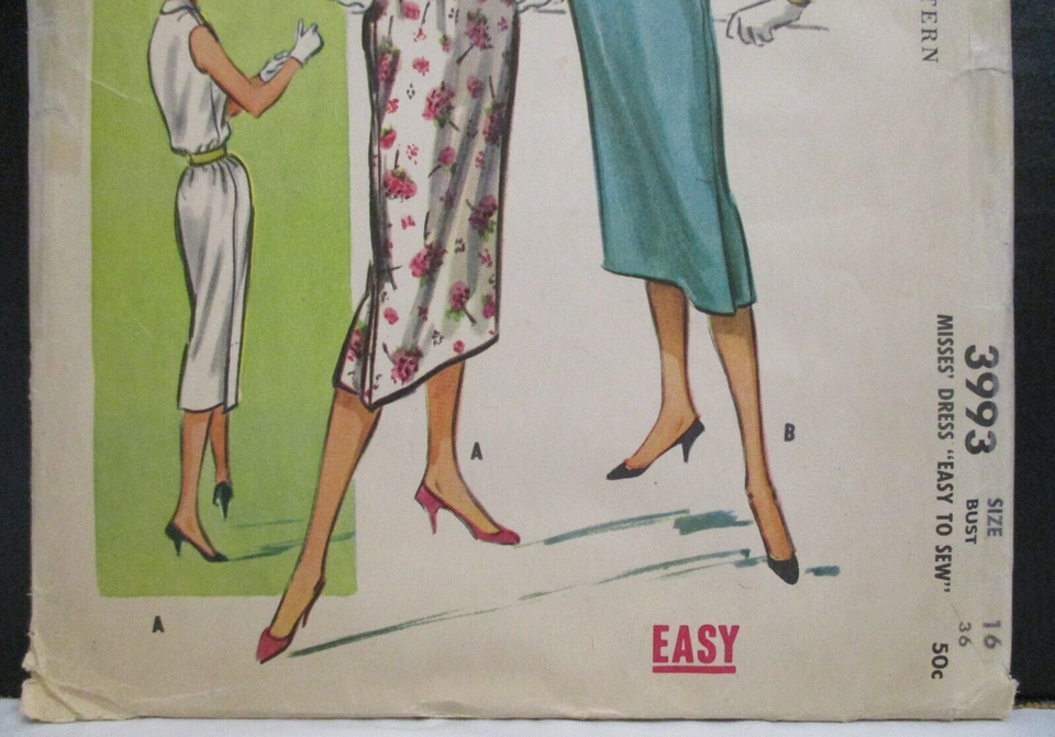 McCall's Pattern 3993 Misses Sleeveless Dress Size 16 Bust 36" Uncut ...