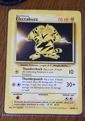 Pokémon TCG Electabuzz Base Set 20/102 Regular Shadowless Rare-LP | eBay