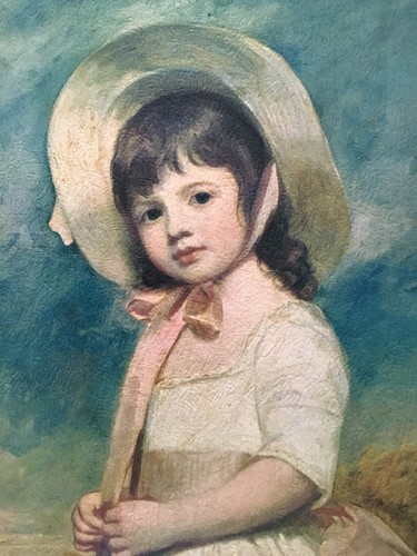 Vintage George Romney Miss Willoughby Hat Oil Paint Look Alike Surface ...