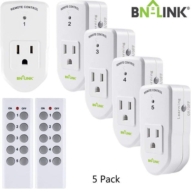 BN-LINK BNR-U117 Remote Control Electrical Outlet Switch - White for ...