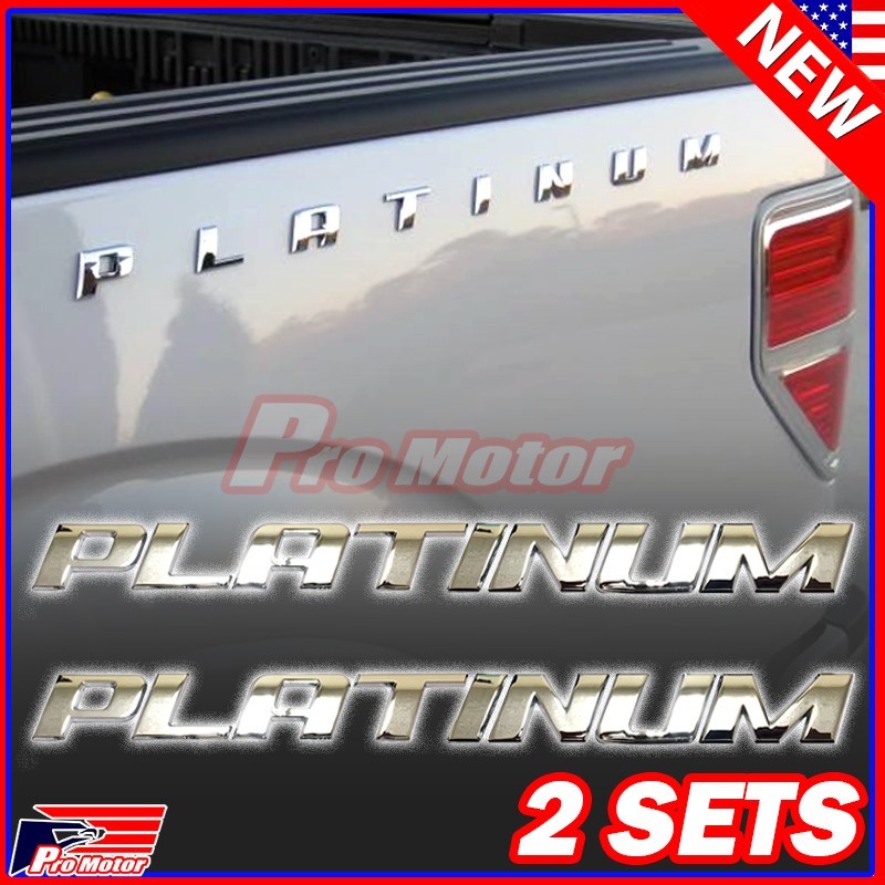 2 Set Platinum Metal Letter F150 F250 Hood Trunk Bedside Nameplate ...