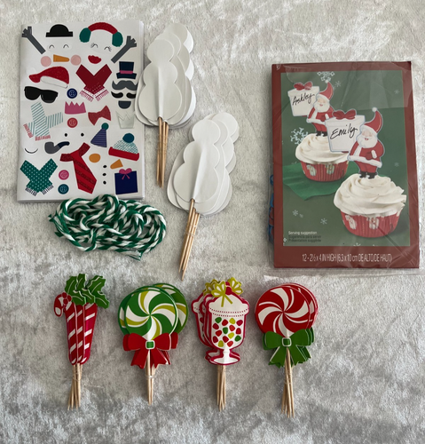 Christmas Cupcake Picks lot of 48 Meri-Meri snowmen, candies, santas | eBay