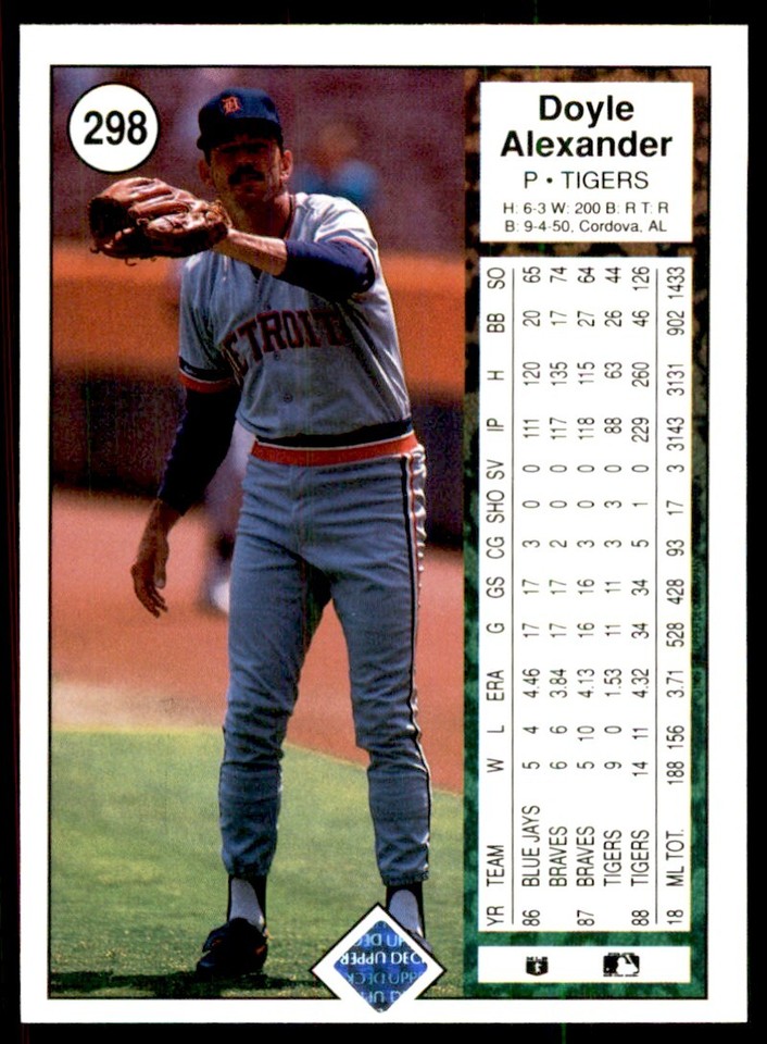 1989 Upper Deck Doyle Alexander Baseball Cards #298 | eBay