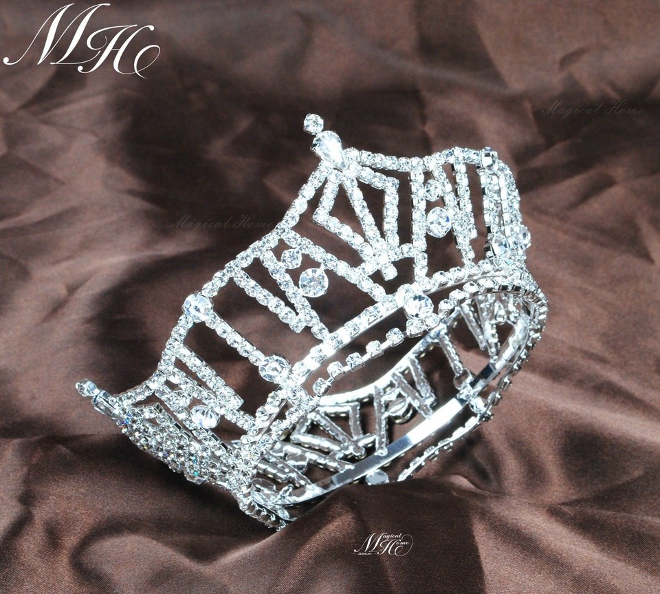 Miss America Pageant Crown Rhinestones 3" Tiara Bridal Wedding Prom ...