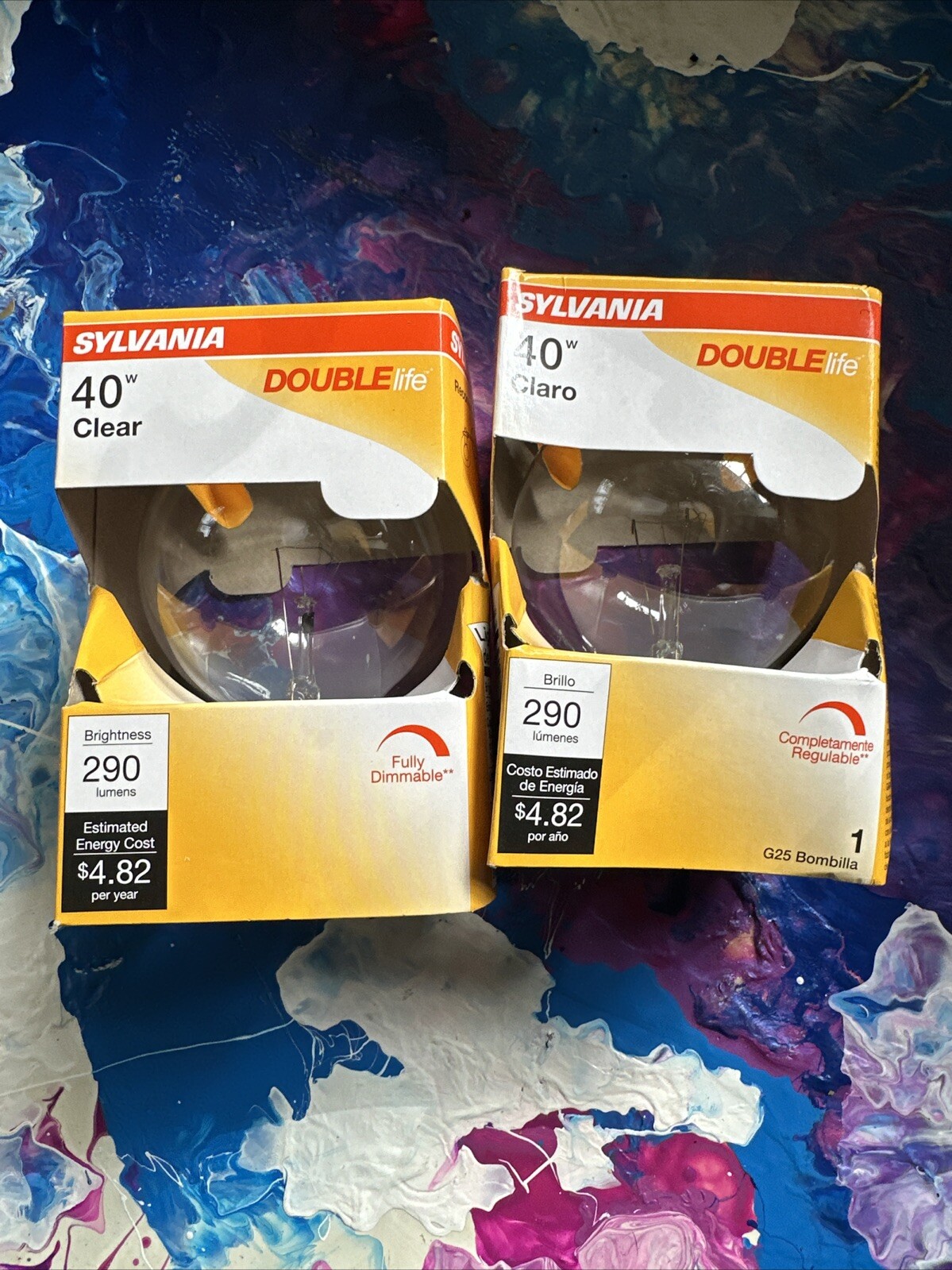 Lot of 2 Sylvania 40W 120V Decorative Globe Light Bulb Clear G25 Indoor ...