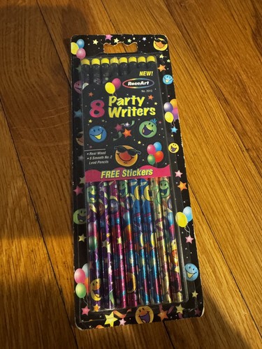 Vintage Rose Art Party Writers 8 Party Pencils With Stickers 2000 New ...
