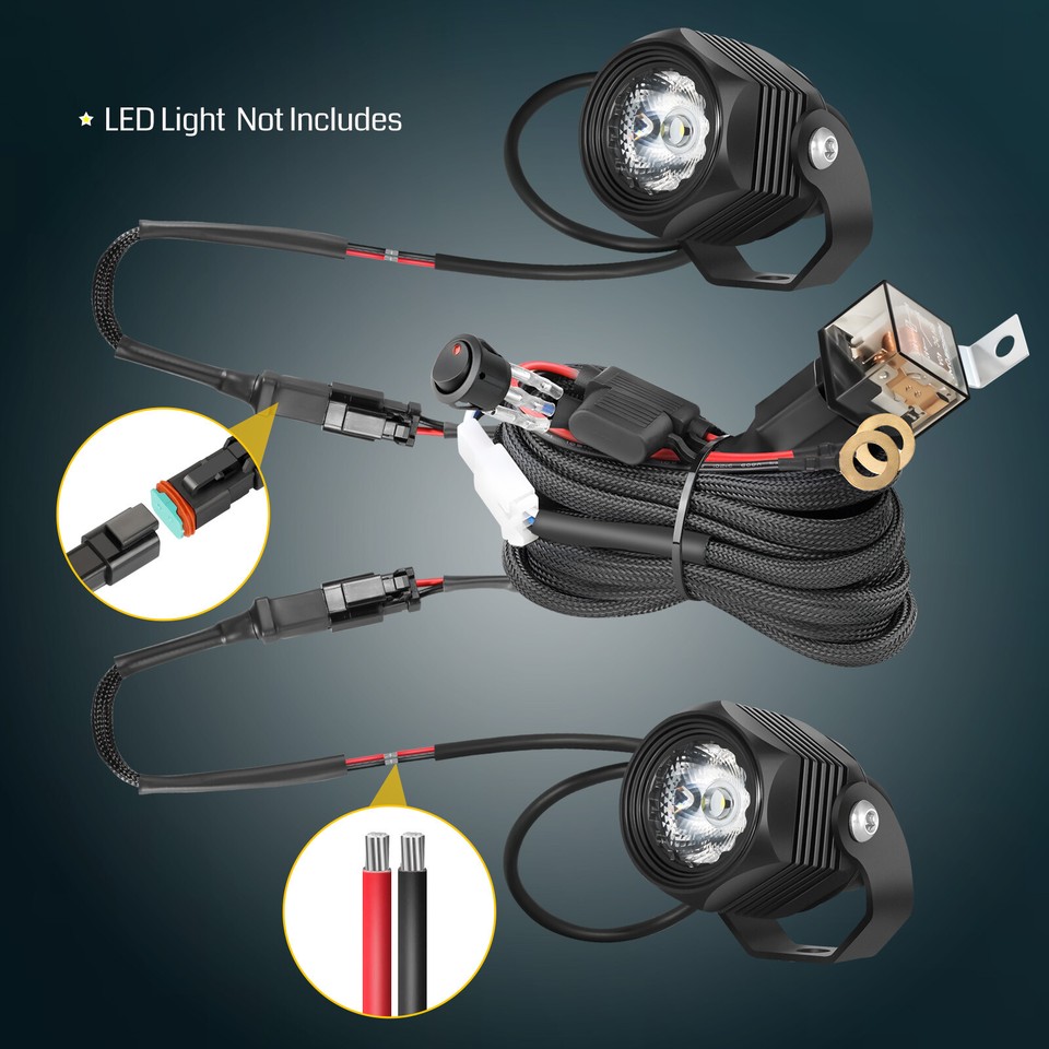 Plug Play Heavy Duty Wiring Harness Kit 2-WAY For LED Pods Work Light ...