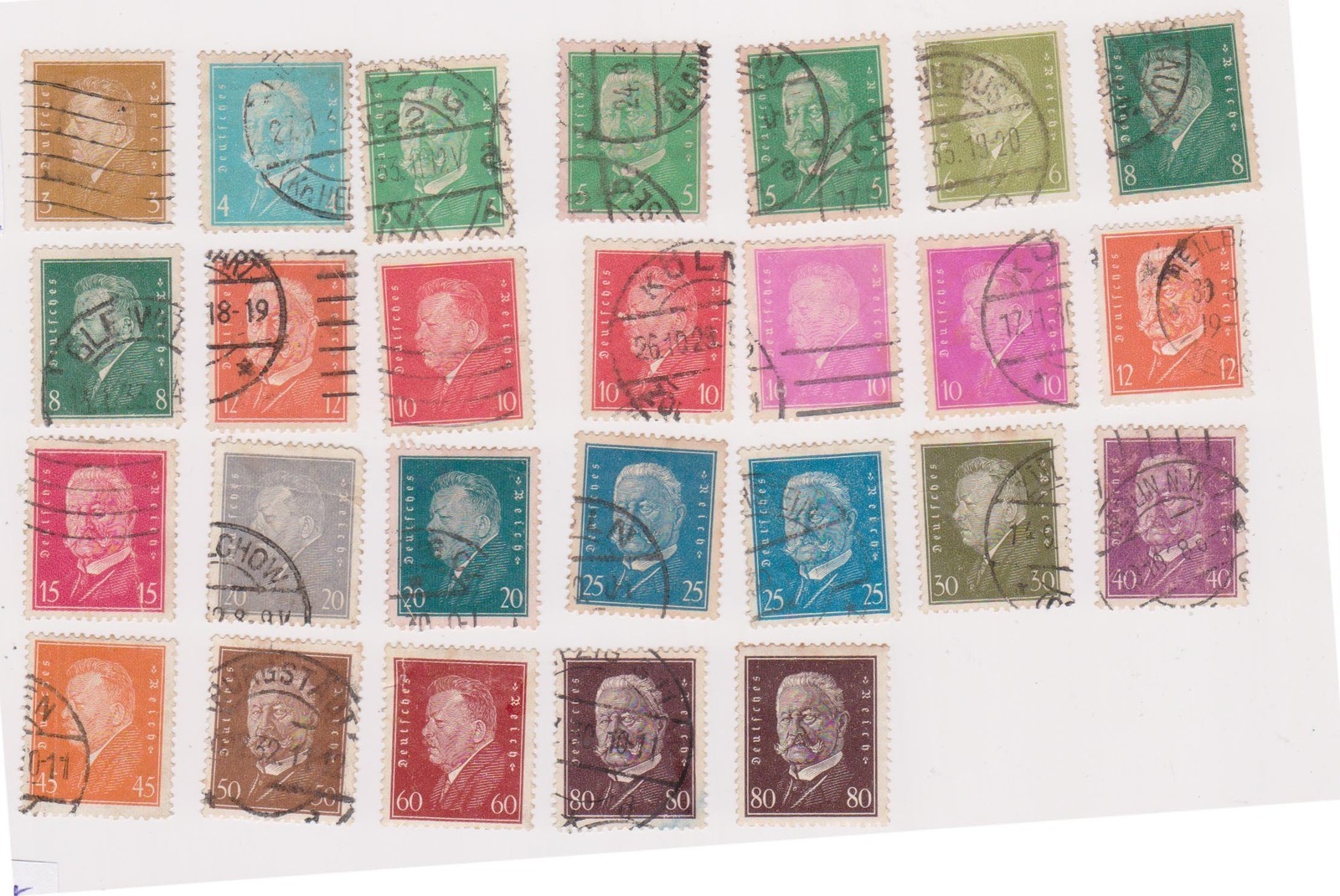 (GE-65) 1928 Europe Germany part set 23 Presidents stamps 3pf to 80pf ...