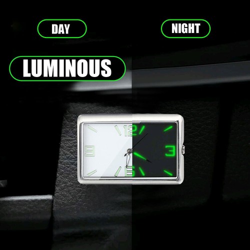 1x Mini Luminous Clock Quartz Analog Watch Stick On Clock Silver Car ...