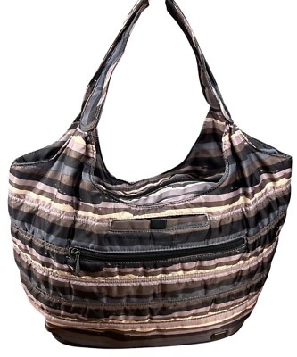 Lug Gondola SE Large Tote Purple Stripes Travel Handbag Purse Double ...
