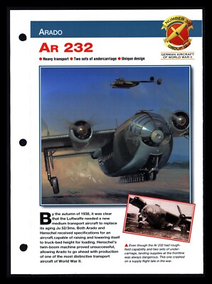 "AR 232 ARADO" Aircraft of World Spec Sheet German WWII 12.39 | eBay