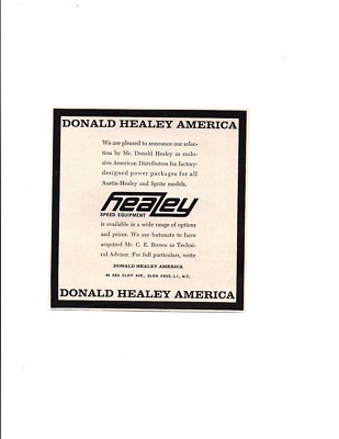1962 DONALD HEALEY AMERICA / HEALEY SPEED EQUIPMENT ~ ORIGINAL SMALLER ...