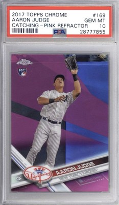 2017 TOPPS CHROME AARON JUDGE PINK REFRACTOR SP RC #169 PSA 10 GEM MT ...
