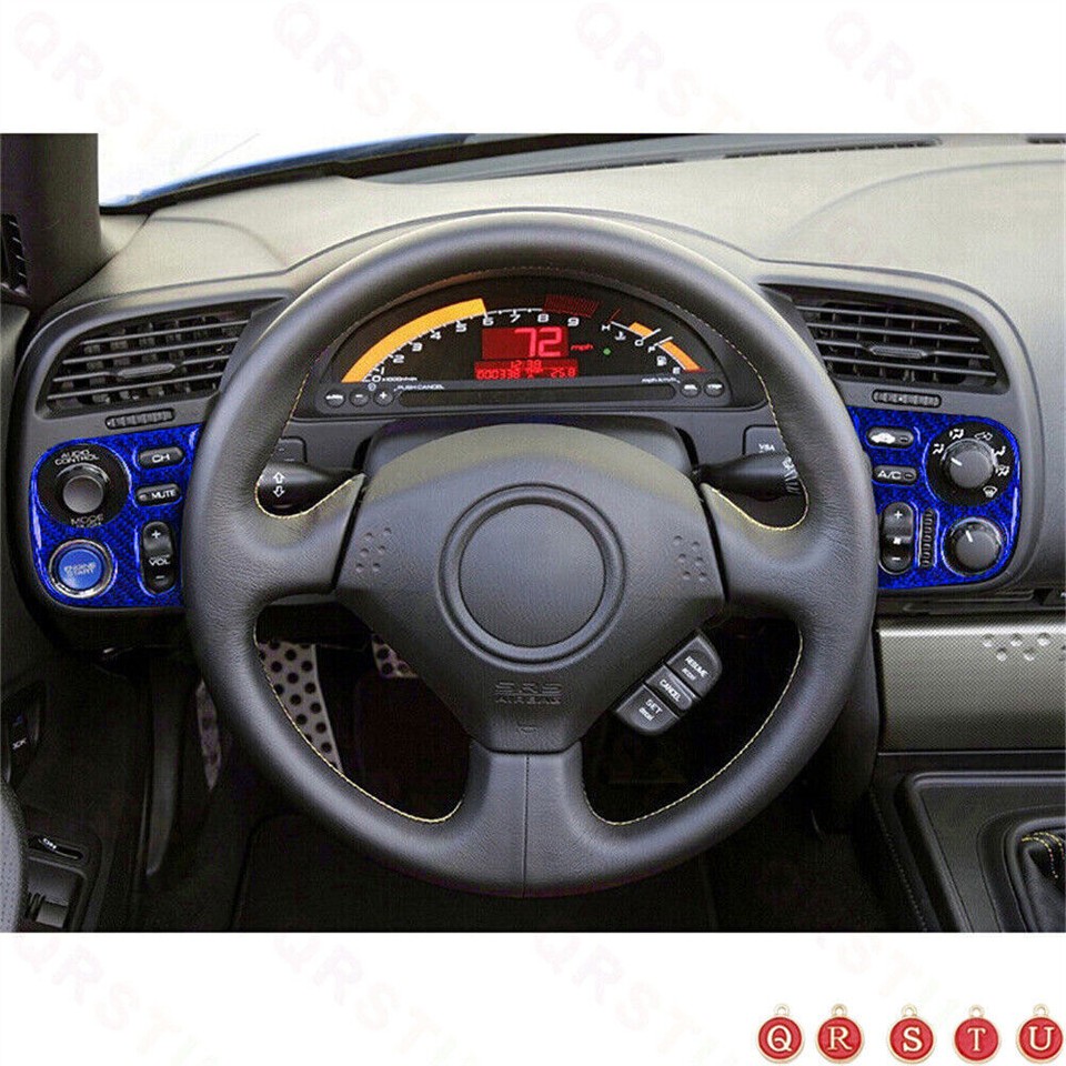 2PCS For 2000-2009 Honda S2000 Blue Carbon Fiber Driver Dashboard Cover ...