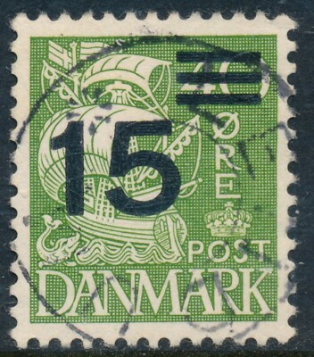 Denmark Scott 269/AFA 263, 15/40ø Provisional Type I, VF U, LENDUM Uds ...