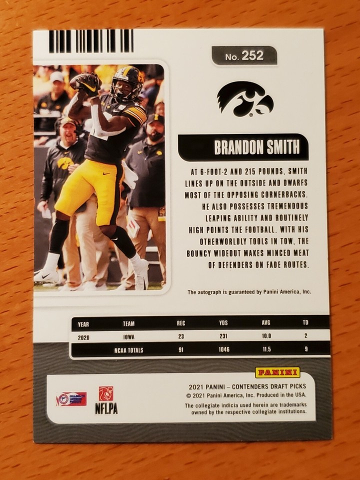 2021 Contenders Draft Red Foil #252 Brandon Smith Iowa Cowboys Rookie ...