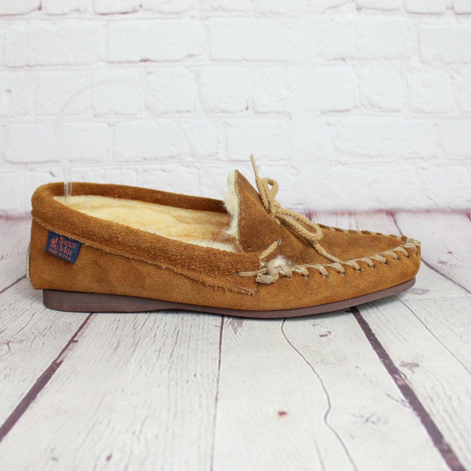 Men's Size 6 Sioux Mox Brown Leather Moccasins Size Flat Shoes Made in ...