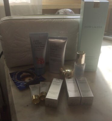 Estee Lauder Micro Essence Treatment Lotion 5 oz + 10 Minis + Makeup ...