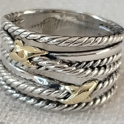 Pre -owned David Yurman Double X Crossover Ring W Yellow Gold/ S/Silver ...
