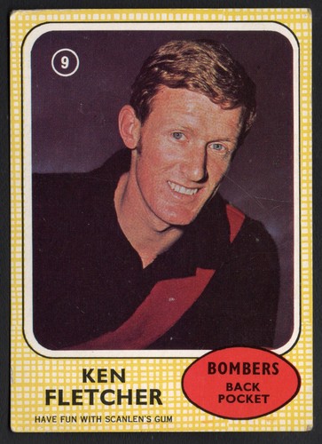 1970 AFL VFL SCANLENS ROOKIE - 9 Ken FLETCHER (ESSENDON) RARE HIGH ...