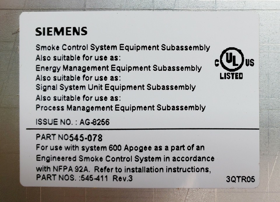 Siemens APOGEE 40-Module Modular Building Controller MBC-40 Backplane ...