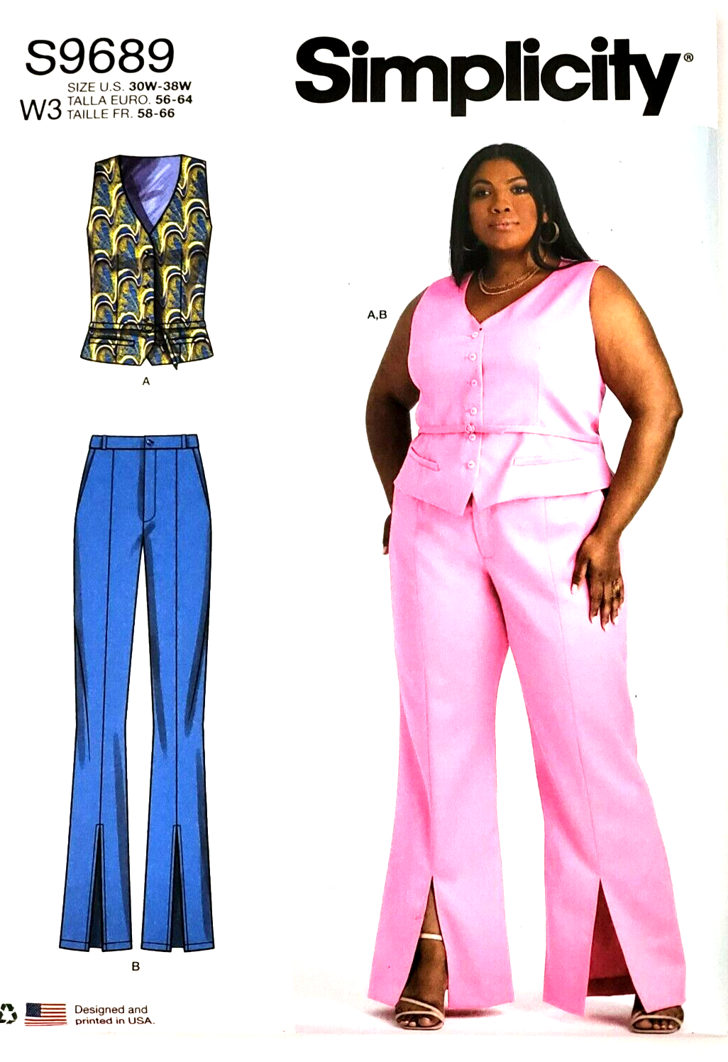 Simplicity 9689 Women's Vest and Pants Sizes 30W-38W Sewing Pattern | eBay
