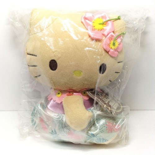 Unused Hawaii Hello Kitty Iolani collaboration stuffed toy blue sunburn ...