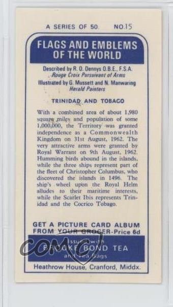1967 Brooke Bond Flags and Emblems of the World Trinidad and Tobago #15 ...