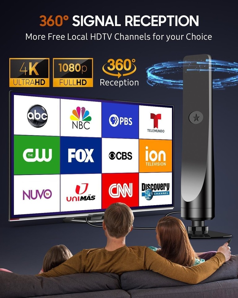 New 4K Rewave Antena, TV Antenna, Suction Cup TV Antenna Plug Play 3m ...