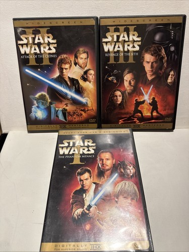 Star Wars Prequel Trilogy DVDs Episode 1 Wide Screen Episode 2, 3 Full ...