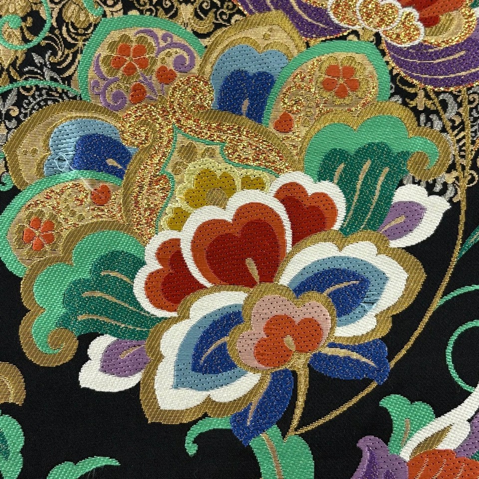 Obi Good ConditionFUKURO OBI Excellent Product Flower Gold Silver ...