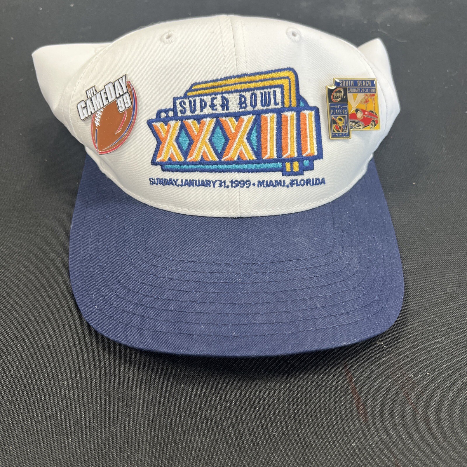 Vintage 1999 NFL Falcons vs Broncos Super Bowl XXXIII SnapBack Hat With ...