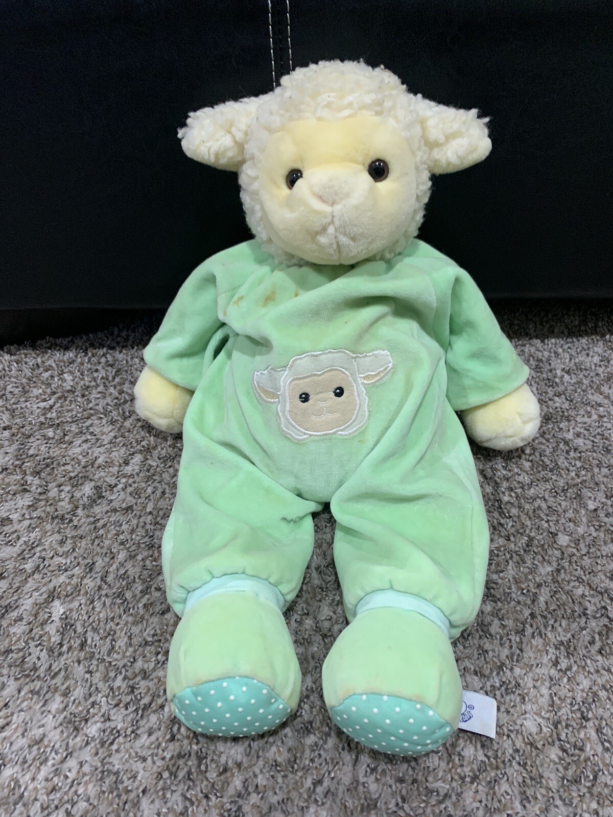 16" A & A PLUSH PEOPLE PALS SOFTEES BABY LAMB / SHEEP GREEN STUFFED ...