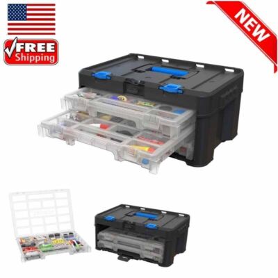 Portable Tool Box Parts Organizer Case W/ 3 Trays Screw Hardware ...