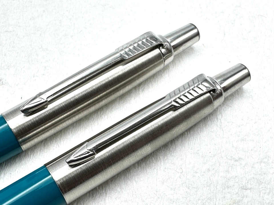 VINTAGE c1980 PARKER JOTTER TEAL BLUE BALLPOINT PEN & PENCIL SET BRASS ...