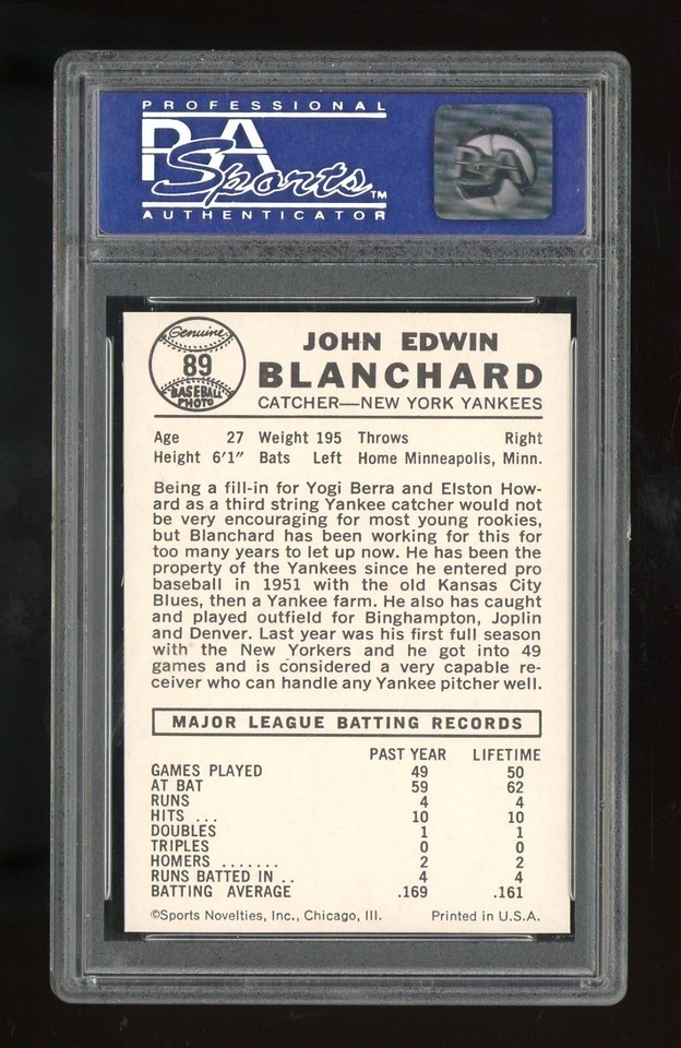 1960 Leaf #89 John Blanchard PSA 8 NM-MT #09048411 | eBay