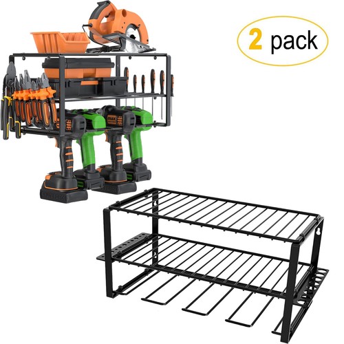 2 Pack Power Tool Organizer Wall Mounted 4 Drill Holder Garage Tool ...