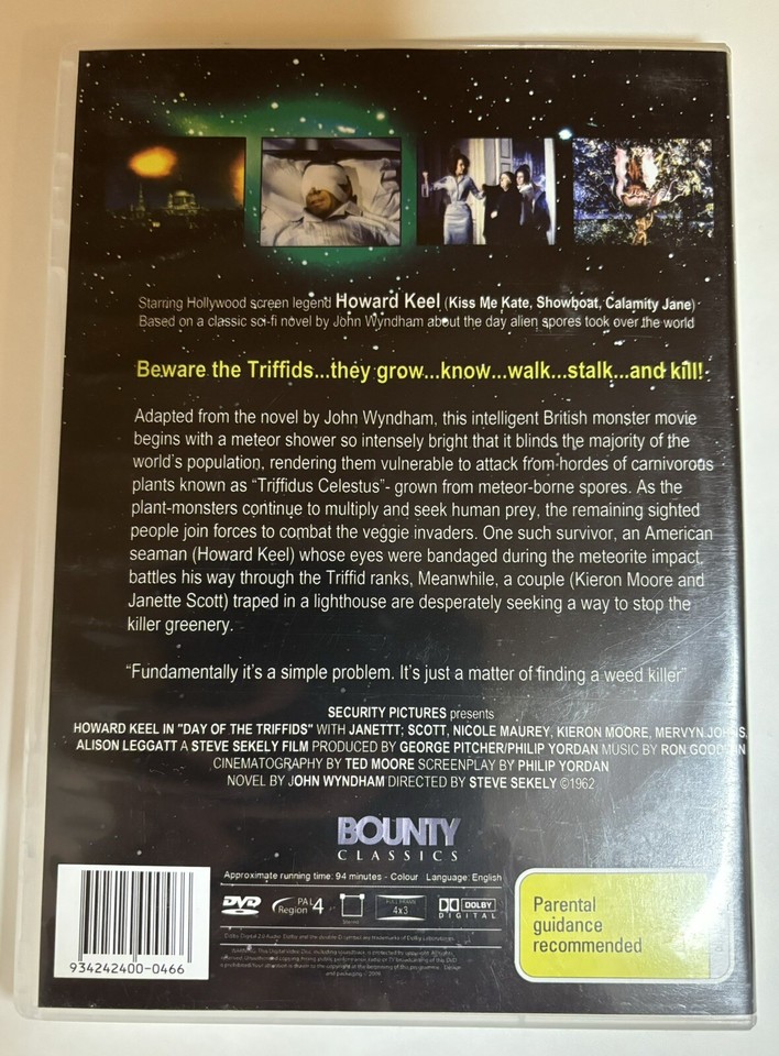 THE DAY OF THE TRIFFIDS - MAN EATING PLANTS CLASSIC HORROR DVD As New ...