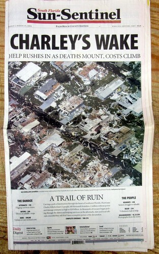 2 2004 headline newspapers HURRICANE CHARLEY Disaster STRIKES SOUTHWEST ...