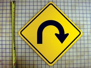 SHARP TURN AHEAD YELLOW ALUMINUM SIGN | eBay