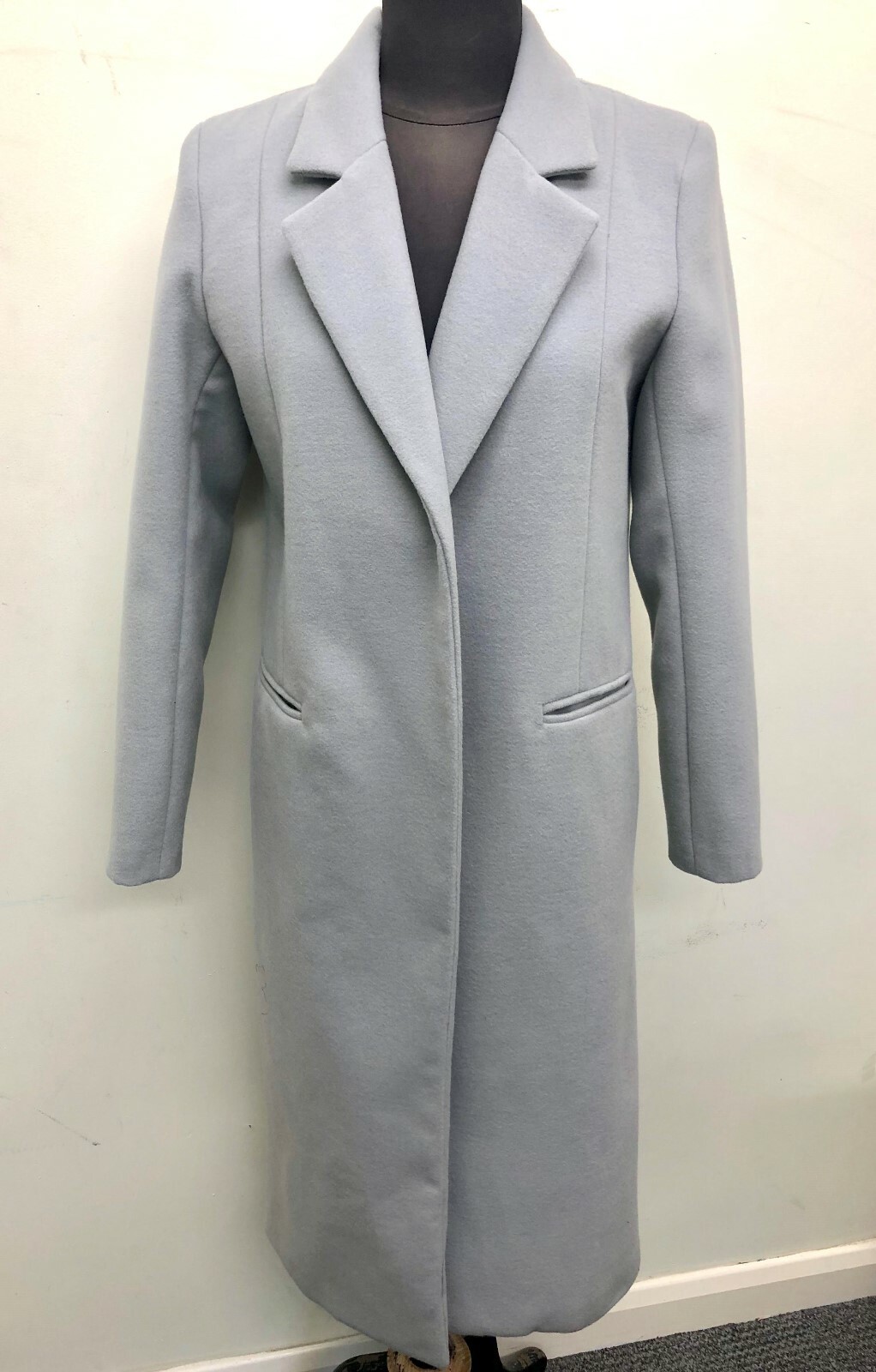 Ladies Formal Long Line Fitted Buttonless Coat in Black Grey Size M L ...