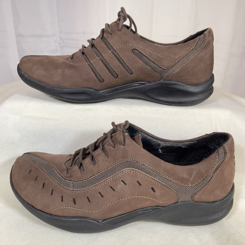 Clarks Wave Walk Brown Suede Leather Lace Up Walking Shoes Size 7.5 ...