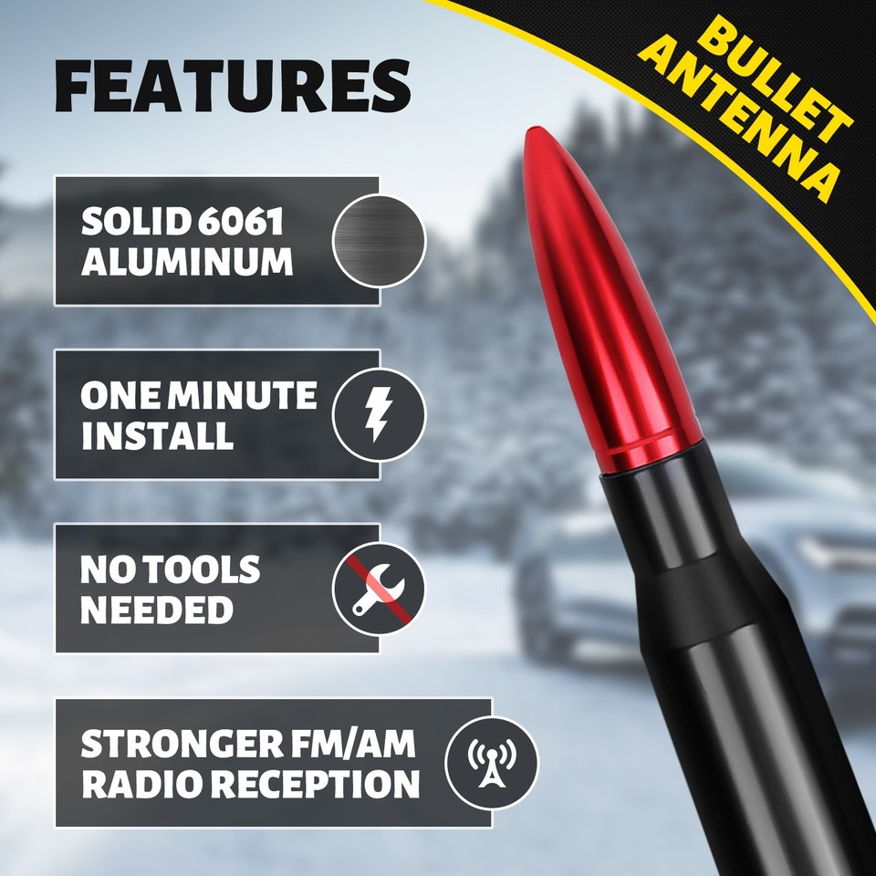 Red Black Bullet Antenna Mast FM/AM for Toyota Highlander Waterproof ...
