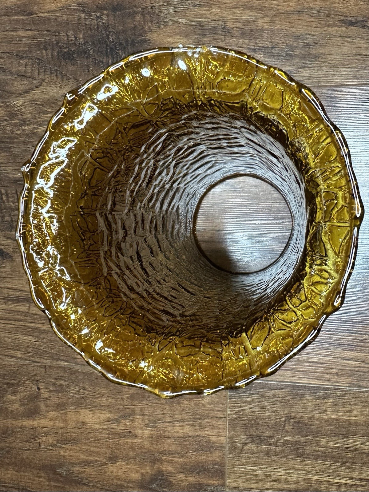 Vintage Amber Glass Lamp Shade MCM Crackle Tree Bark Mid Century Hand ...