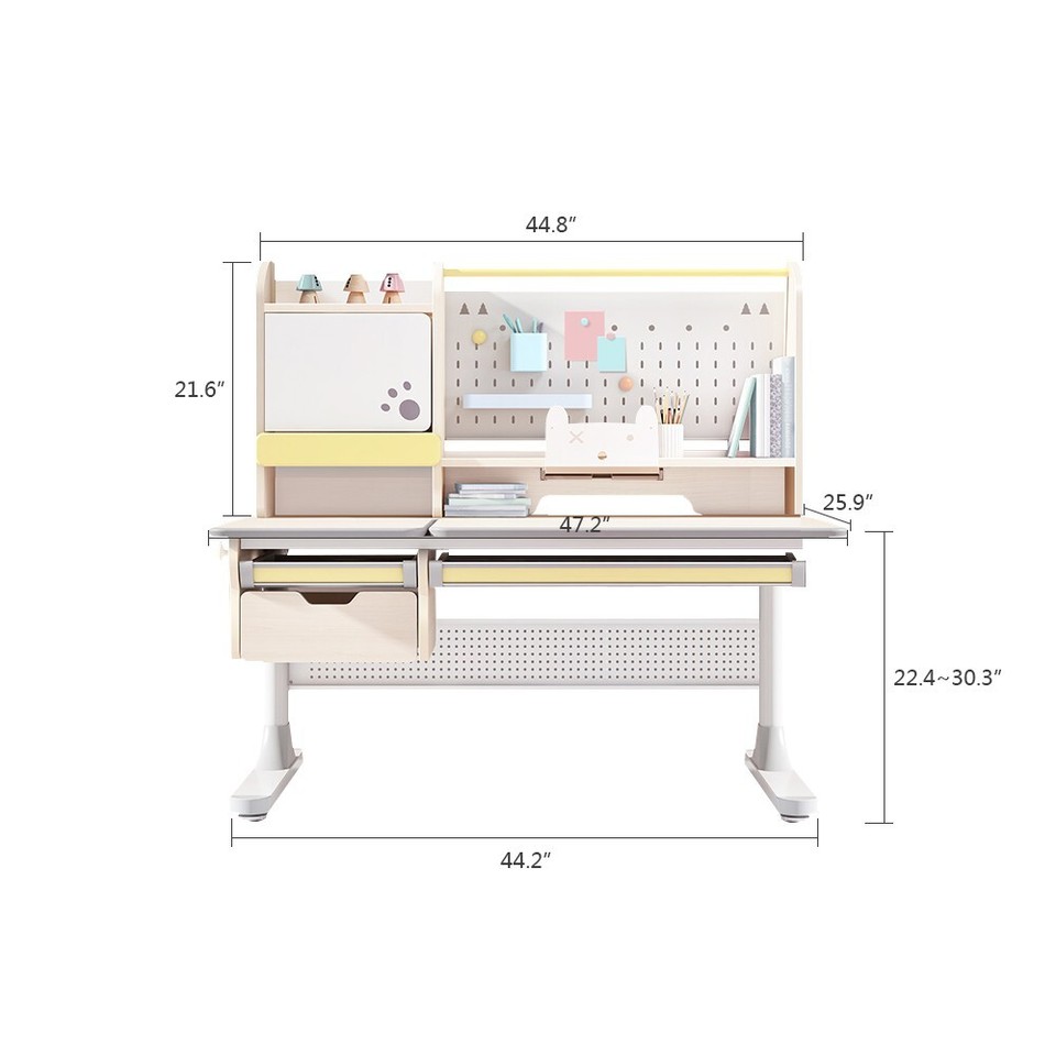 Adjustable Study Desk, Multi Function Ergonomic Wood Drafting Table ...