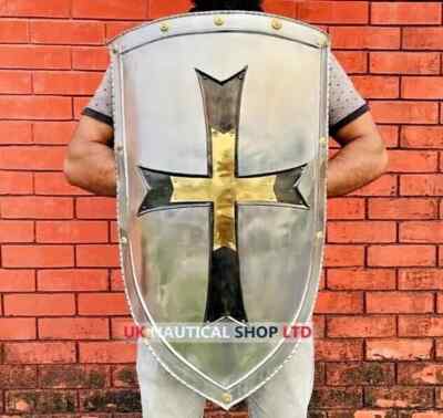 Medieval Knight Templar Heater Shield 30 Inch LARP SCA Crusader Era ...