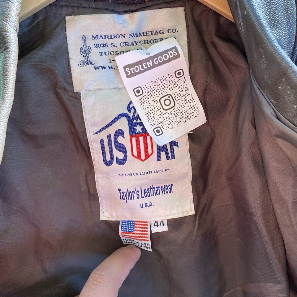 Vintage USAF Taylor’s Leather GOAT Leather A-2 Jacket Double Pocket USA ...