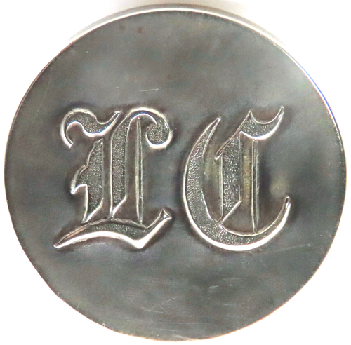 ANTIQUE FRENCH SILVER METAL LIVERY BUTTON w/OLD ENGLISH INITIALS "L ...